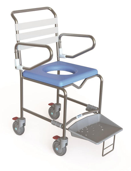 Kcare Transit Mobile Shower Commode with Slideout Footplate - Daily Living Products